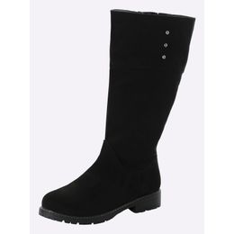 sheego Damen Weitschaftstiefel mit Ziernieten und Blockabsatz, schwarz, Gr&ouml;&szlig;e 41