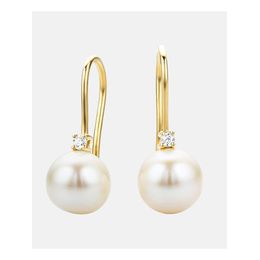 Diamant L'&eacute;ternel Ohrringe aus 585 Gelbgold mit 0.07 Karat Diamant mit Perle | Gr.: onesize