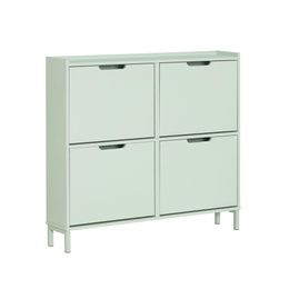SoBuy Schuhschrank, Gr&uuml;n, Holzwerkstoff, Metall, 100x91x19 cm, Garderobe, Schuhaufbewahrung, Schuhkipper