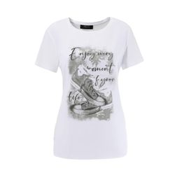 Aniston CASUAL Shirtbluse in wei&szlig;-helltaupe-dunkeloliv | Gr.: 34