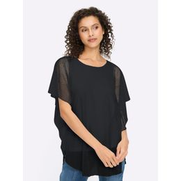 Heine Witt Damen Kurzarmshirt im Poncho-Stil, schwarz, Gr&ouml;&szlig;e 42
