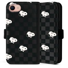 DeinDesign iPhone 16e Handy Klapph&uuml;lle Handyh&uuml;lle aus Kunst Leder schwarz Flip Case Muster Official Licensed Product Peanuts Sideflip mit Lasche