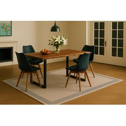 Tischgruppe 5tlg. Quinn / nussbaumfarben / 120x80 / Schalenstuhl Schwarz