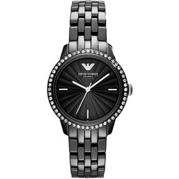 Emporio Armani AR1478 Damen Ceramica Schwarz Kristall Uhr
