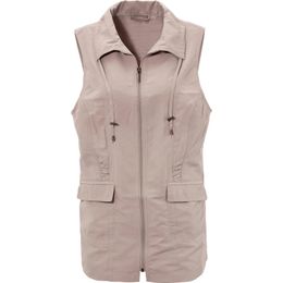 CR&Eacute;ATION L Damen Longweste aus Microfaser beige Gr&ouml;&szlig;e 38