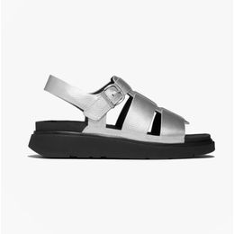fitflop Gen-ff Tumbled Damen Sandalen mit Kn&ouml;chelriemen Silber