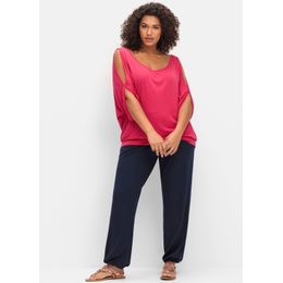 sheego Gro&szlig;e Gr&ouml;&szlig;en Jerseyhose mit Saum-Gummib&uuml;ndchen, marine, Gr&ouml;&szlig;e 54 - Damen