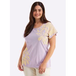 sheego Damen Rundhalsshirt, Lila, Gr. 40/42, T-Shirts, 100% Baumwolle