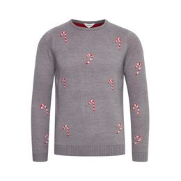 oxmo Sweater 'Christel' female size XXL mottled grey / Cherry red / White