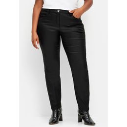 sheego Damen Thermohose in schmaler Form, beschichtet, schwarz, Gr&ouml;&szlig;e 50