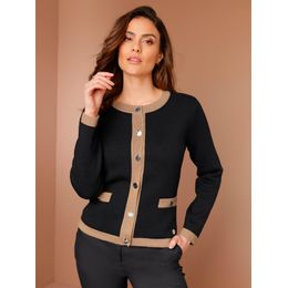 Damen Feinstrickjacke, Schwarz, Gr. 38, CREATION L PREMIUM, Strickjacken, Material: Schurwolle