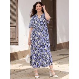 sheego Damen A-Linien-Kleid, Lila, Gr. 40, Maxikleider, Material: Viskose