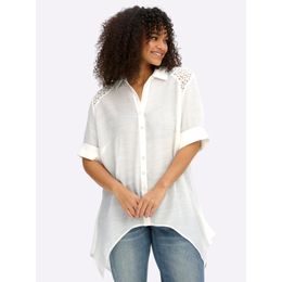 Damen Spitzenbluse, Wei&szlig;, Gr. 40, sheego by Joe Browns, Blusen kurzarm, Material: Viskose
