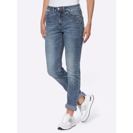 Heine Witt Damen Jeans mit Steinchen-Verzierung, blue-stone-washed, Gr&ouml;&szlig;e 44