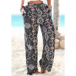 Lascana Damen Strandhose, Schwarz, Gr. 44, Sommerhosen, Material: Viskose