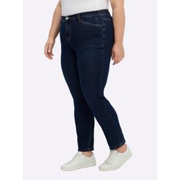 sheego Gro&szlig;e Gr&ouml;&szlig;en Jeans schmal, mit bequemem Oberschenkel, dark blue, Gr&ouml;&szlig;e 58 - Damen