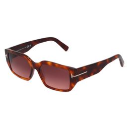 Tom Ford FT0989 SILVANO-02 | Damen-Sonnenbrille | Fassung: Vollrand, Quadratisch, Acetat, Havanna | Glasfarbe: Rot
