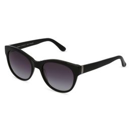 Fielmann LD 019 SUN CL | Damen-Sonnenbrille | Fassung: Vollrand, Oval, Acetat, Schwarz Gl&auml;nzend | Glasfarbe: Grau Verlaufend