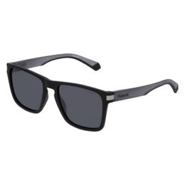 Polaroid PLD 2139/S | Unisex-Sonnenbrille | Fassung: Vollrand, Quadratisch, Kunststoff, Schwarz Matt | Glasfarbe: Grau