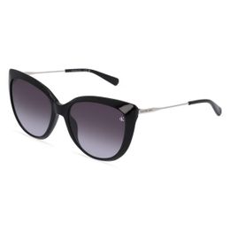Calvin Klein Jeans CKJ22602S | Unisex-Sonnenbrille | Fassung: Vollrand, Butterfly, Kunststoff, Schwarz | Glasfarbe: Grau