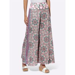 Heine Witt Damen Hose mit Stickerei, rosenholz-blaugr&uuml;n-bedruckt, Gr&ouml;&szlig;e 48