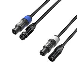 Adam Hall ah Cables - 5 STAR H PCON D 0300 - Hybridkabel DMX Neutrik 3-Pol XLR x powerCON - 3 m