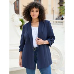 sheego Damen Longblazer mit Schalkragen, tiefblau, Gr&ouml;&szlig;e 56