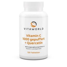 vitaworld Vitamin C 1000 gepuffert + Quercetin | 120 Tabletten | magenschonend | hochdosiert | vegan