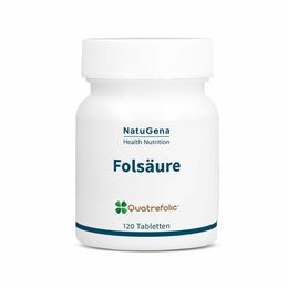 NatuGena Fols&auml;ure | 120 Tabletten | bioaktive Fols&auml;ure als 5-MTHF | Markenrohstoff Quatrefolic&reg; | vegan