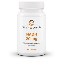 vitaworld NADH 20 mg | 60 Kapseln | Panmol NADH&reg; mit spezieller Mikroverkapselung f&uuml;r l&auml;ngere Wirksamkeit | vegan
