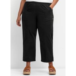 sheego Damen 7/8-Hose in weiter Form, schwarz, Gr&ouml;&szlig;e 54