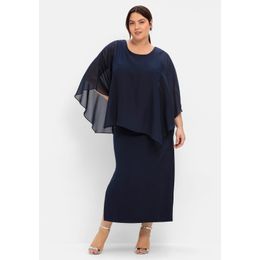sheego Damen Abendkleid, Blau, Gr. 44, Maxikleider, Material: Polyester