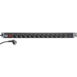 Adam Hall ah Cables 874714 - Montierbarer Stromverteiler 1HE 12-Fach mit zwei C13 Kaltger&auml;tebuchsen