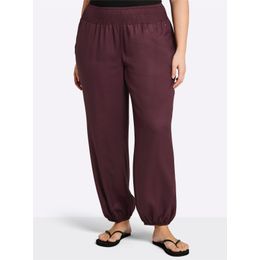 sheego Damen Schlupfhose mit Smokbund, weite Form, burgund, Gr&ouml;&szlig;e 44