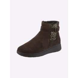 airsoft modern+ Damen Stiefelette mit Einsatz im Leo-Dessin, schoko, Gr&ouml;&szlig;e 38