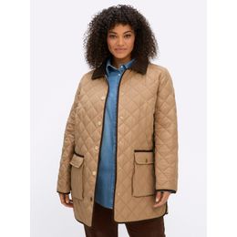 sheego Gro&szlig;e Gr&ouml;&szlig;en Steppjacke mit Cord-Akzenten, camel-schoko, Gr&ouml;&szlig;e 58 - Damen