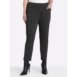 sheego Gro&szlig;e Gr&ouml;&szlig;en Hose mit Fischgr&auml;tmuster, schwarz-ecru-gemustert, Gr&ouml;&szlig;e 56 - Damen