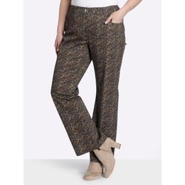 sheego Gro&szlig;e Gr&ouml;&szlig;en Bootcuthose mit modernem Minimal-Print, schoko-camel-bedruckt, Gr&ouml;&szlig;e 48 - Damen