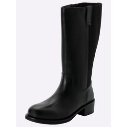 sheego Gro&szlig;e Gr&ouml;&szlig;en Weitschaftstiefel mit Stretch-Einsatz, schwarz, Gr&ouml;&szlig;e 43 - Damen