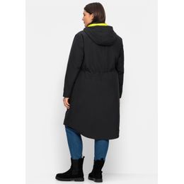 sheego Damen Parka mit Kontrast-Futter, schwarz, Gr&ouml;&szlig;e 58