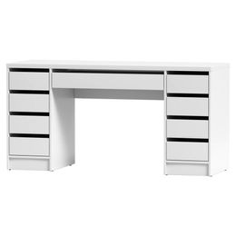 Livetastic Schreibtisch, Wei&szlig;, Holzwerkstoff, 9 Schublade(n) Schubladen, rechteckig, 55x77.6x152.6 cm, Arbeitszimmer, Schreibtische, B&uuml;rotische