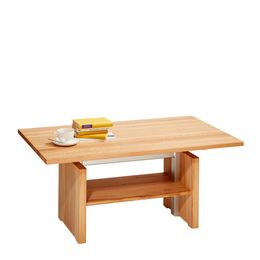 Linea Natura Couchtisch, Buche, Holz, Metall, Kernbuche, massiv, rechteckig, Wange, 65x55-69x110 cm, h&ouml;henverstellbar, Wohnzimmer, Wohnzimmertische, Couchtische, Couchtische Metall