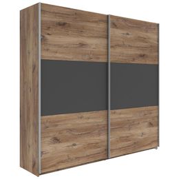 Schwebet&uuml;renschrank, Graphit, Eiche dunkel, Holzwerkstoff, 2 F&auml;cher, 218x210x59 cm, Schlafzimmer, Kleiderschr&auml;nke, Kleiderschr&auml;nke 2-t&uuml;rig