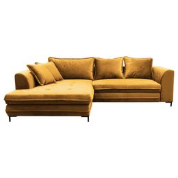 P & B Ecksofa, Gelb, Metall, 4-Sitzer, F&uuml;llung: Schaumstoff, L-Form, Ottomane links, 277x187 cm, Made in EU, Stoffauswahl, R&uuml;cken echt, Wohnzimmer, Sofas & Couches, Wohnlandschaften, Ecksofas
