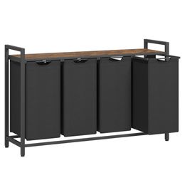Mid.you W&auml;schekorb, Braun, Schwarz, Metall, Textil, Holzwerkstoff, 160 L, rechteckig, 116x72x33 cm, zusammenfaltbar, Ordnen & Aufbewahren, W&auml;schek&ouml;rbe & Tonnen