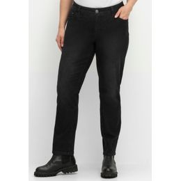sheego Damen 5-Pocket-Jeans, Schwarz, Gr. 88, Basic Hosen & Jeans, Material: Baumwolle