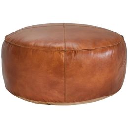 Landscape Pouf, Cognac, Leder, Echtleder, Ziegenleder, F&uuml;llung: Baumwollf&uuml;llung, 60x30x60 cm, Indoor, Wohnzimmer, Hocker, Poufs