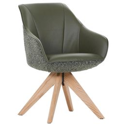 Landscape Armlehnstuhl, Olivgr&uuml;n, Textil, Eiche, massiv, Drehkreuz, 60x83x65 cm, Sitzfl&auml;che 360&deg; drehbar, automatische R&uuml;ckholfunktion, Esszimmer, St&uuml;hle, Esszimmerst&uuml;hle, Armlehnenst&uuml;hle