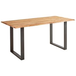 P & B Esstisch, Schwarz, Akazie, Holz, Metall, Akazie, vollmassiv, Holz, rechteckig, U-Form, 80x76x140 cm, Esszimmer, Tische, Esstische