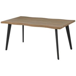 Mid.you Esstisch, Eiche, Metall, Holzwerkstoff, rechteckig, Flachrohr, 90x76x160 cm, Esszimmer, Tische, Esstische